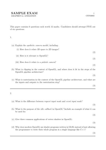 SAMPLE EXAM - Undergraduate