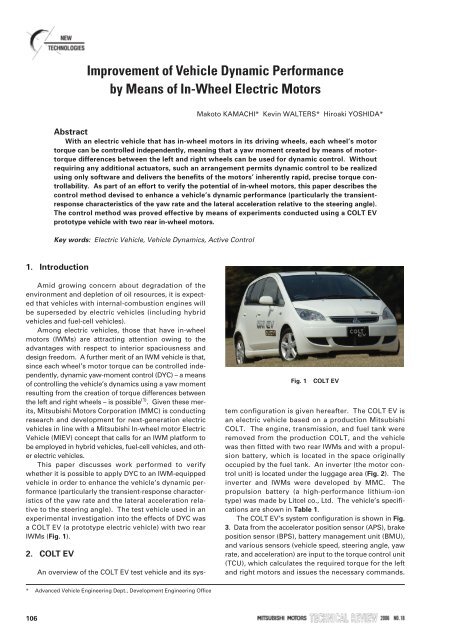 Improvement of Vehicle Dynamic Performance ... - Mitsubishi Motors