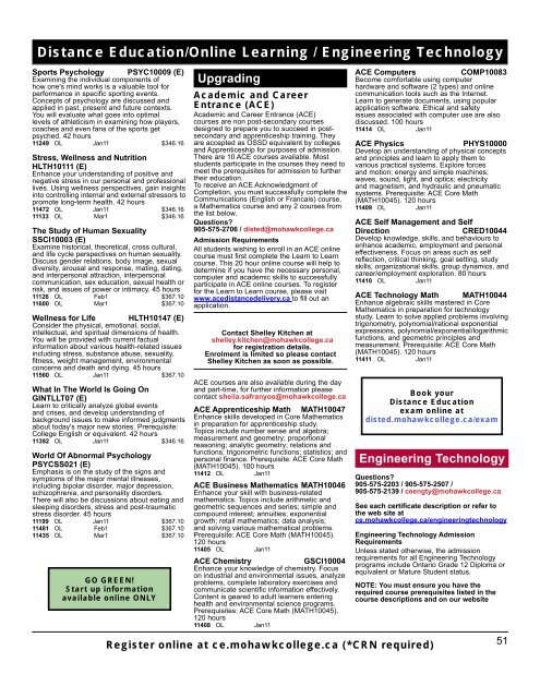 Distance Education/Online Learning/Engineering ... - Mohawk College