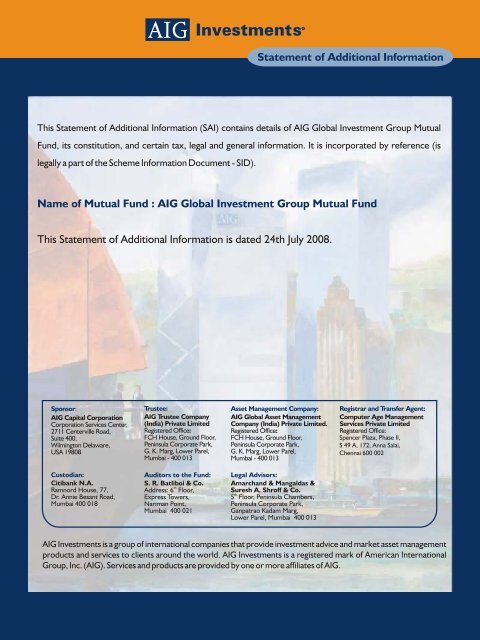 Statement of Additional Information - Fundsupermart.com