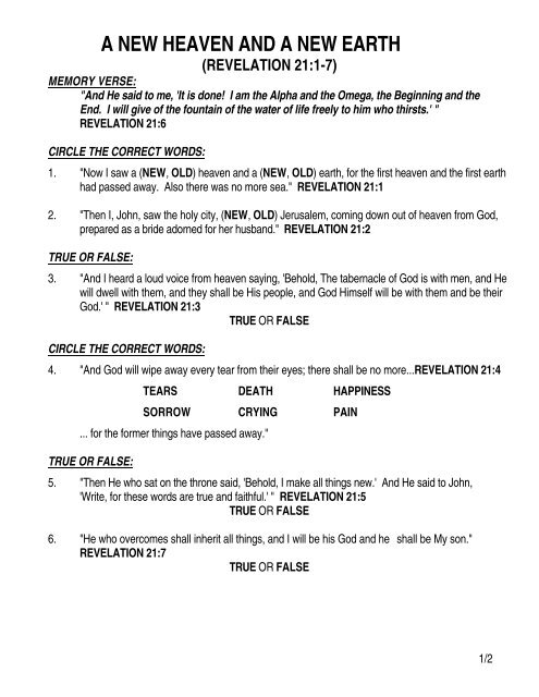 a new heaven and a new earth (revelation 21:1-7)