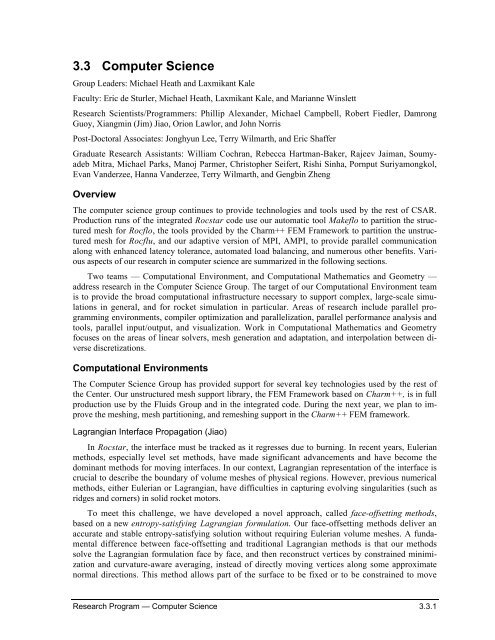 3.3 Computer Science - Center for Simulation of Advanced Rockets