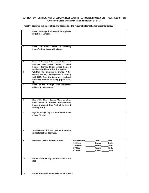 Application form - Delhi Police : LICENSING BRANCH