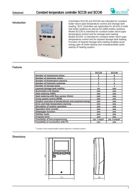 Technical specifications (PDF) - Seltron controllers