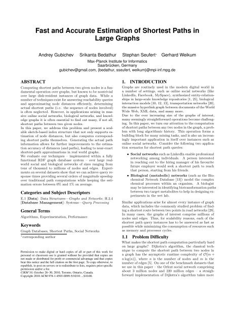 Fast and Accurate Estimation of Shortest Paths in Large Graphs