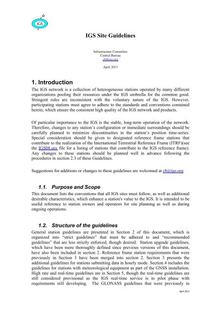 IGS Site Guidelines