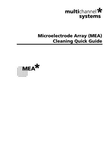 MEA Cleaning and Storage - Multi Channel Systems