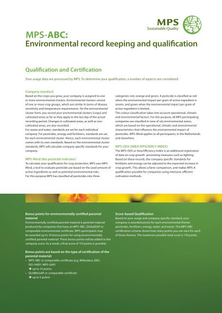 MPS-ABC: Environmental record keeping and qualification ...