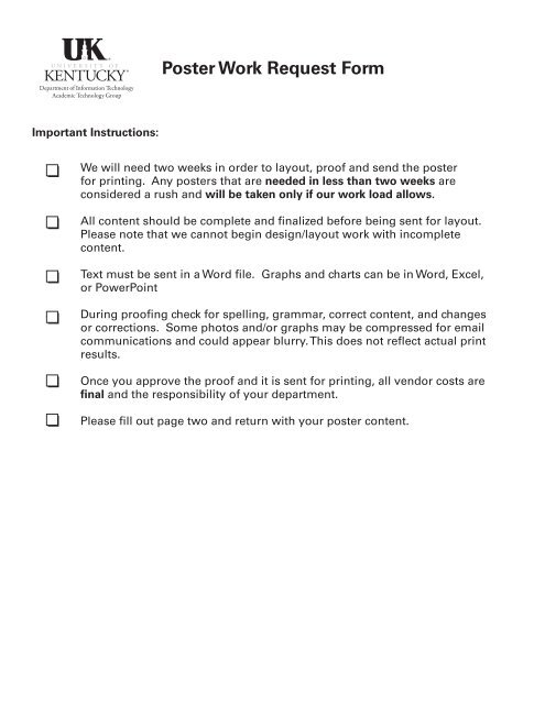 Poster Work Request Form