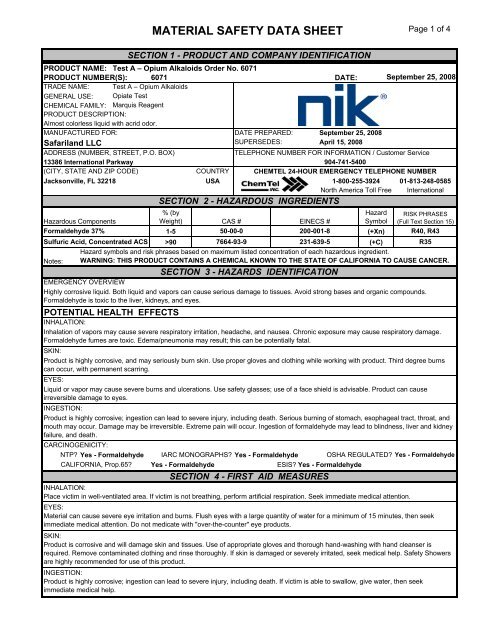 NIK Narcotic Test Kit - CopQuest