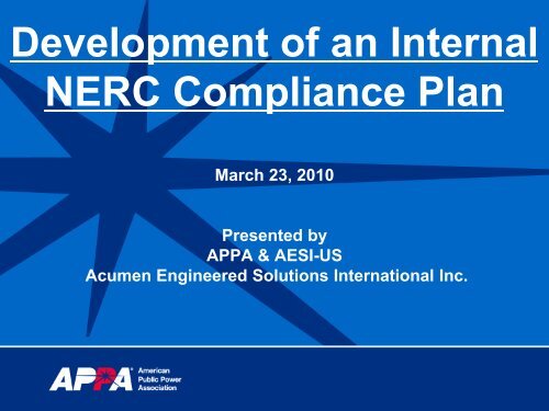 Development of an Internal NERC Compliance Plan