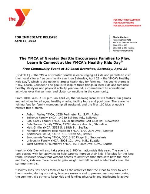 Play, Learn, Connect - YMCA of Greater Seattle