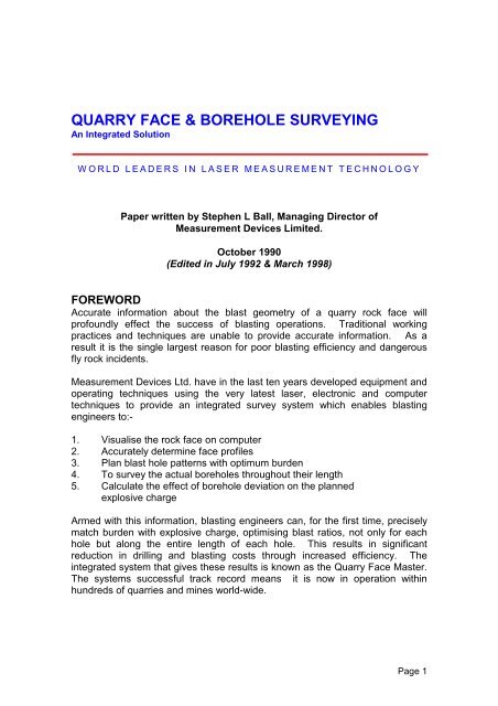 QUARRY FACE & BOREHOLE SURVEYING - Alphageofisica