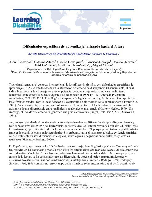 Dificultades especÃ­ficas de aprendizaje: mirando hacia el futuro