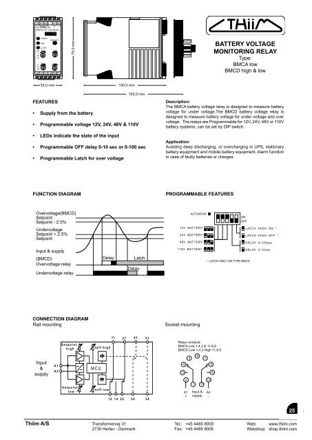 BATTERY VOLTAGE MONITORING RELAY - Thiim A/S