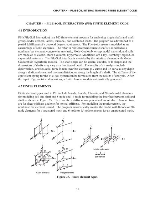 35 CHAPTER 4 â PILE-SOIL INTERACTION (PSI) FINITE ELEMENT ...