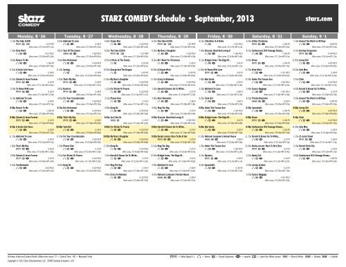 STARZ COMEDY Schedule - September, 2013