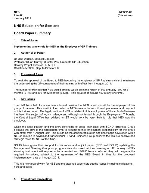 GP Registrars - NHS Education for Scotland