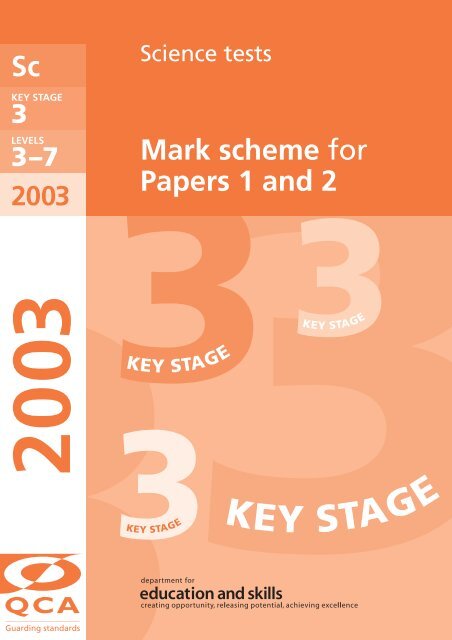 KS3 Science tests Mark scheme for Papers 1 and 2 - Test Papers