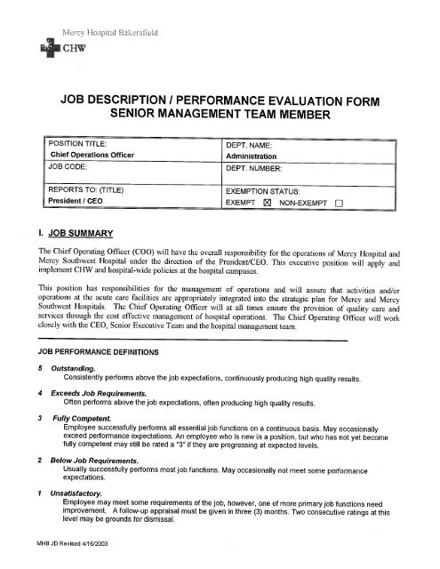 Job description I Performance Evaluation Form - Alliance for ...