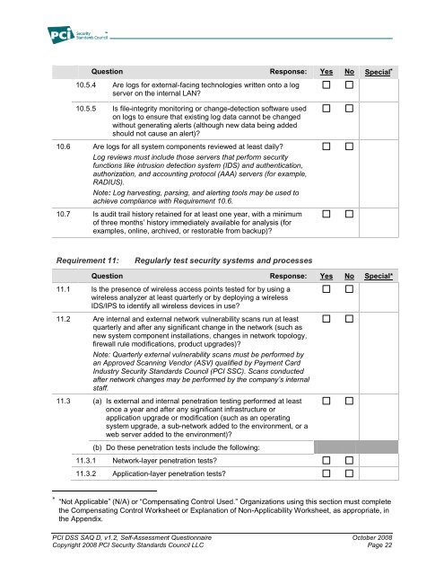 Question Response: Yes No