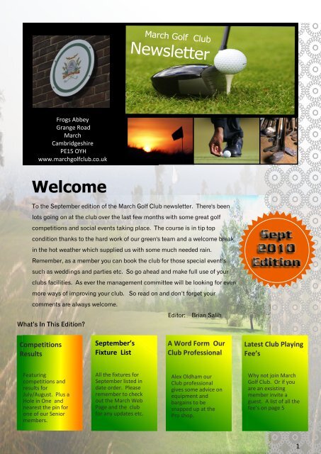 September Newsletter - March Golf Club