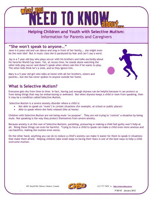 Helping Children and Youth with Selective Mutism - Children's ...