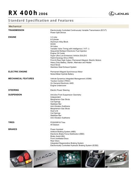 2006 Lexus Rx 400h Specs