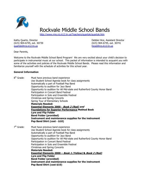 Rockvale Middle School Bands