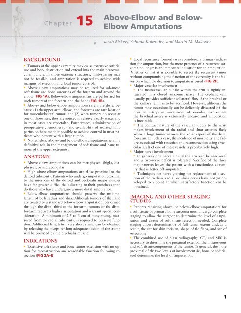 Above-Elbow and Below- Elbow Amputations - Sarcoma.org