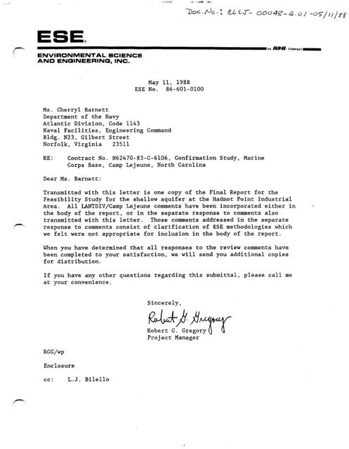 letter and response to comments on the focused feasibility study at ...