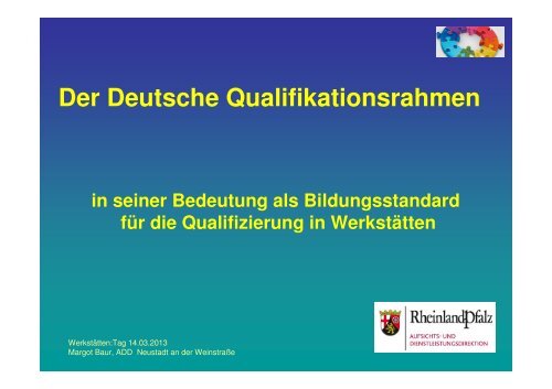 Der Deutsche Qualifikationsrahmen (DQR) - WerkstÃ¤tten:Messe