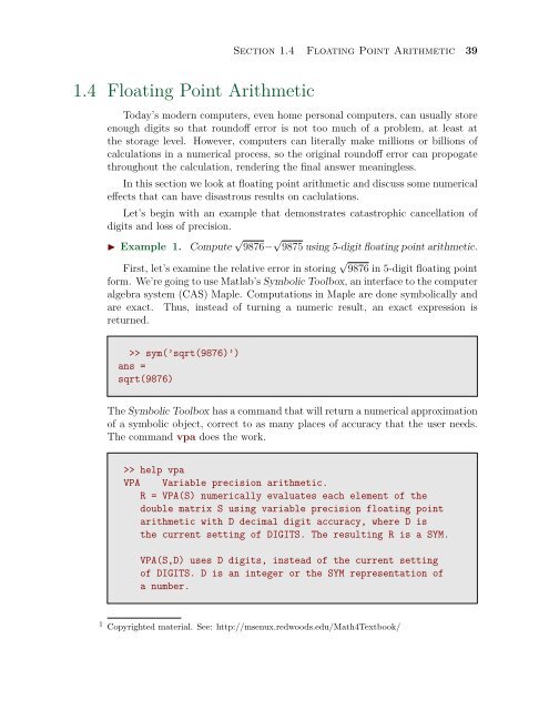 14 Floating Point Arithmetic