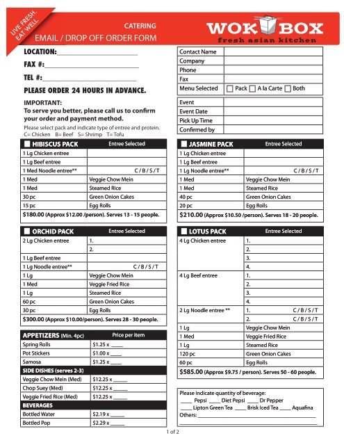 EMAIL / DROP OFF ORDER FORM - Wok Box