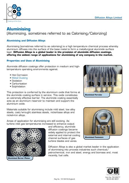 Aluminising (or Aluminizing) - Diffusion Alloys Ltd