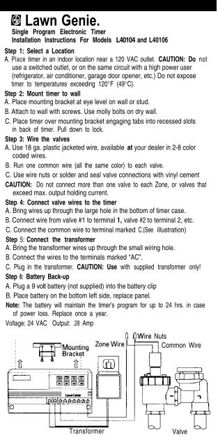 Lawn Genie Richdel Hardie L40104-6 Controller ... - Irrigation Direct