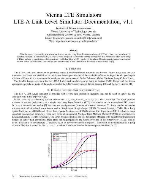 Vienna Lte A Simulators Link Level Simulator Documentation