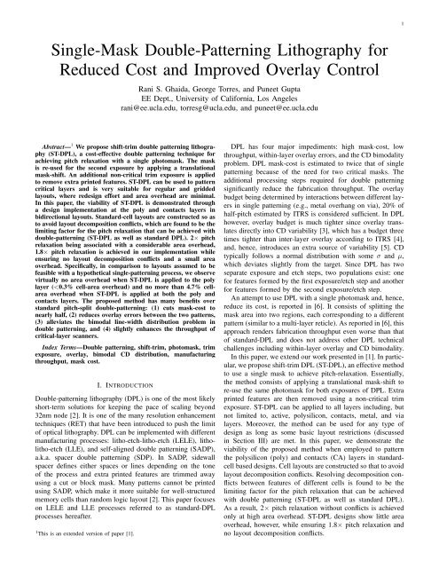 Single-Mask Double-Patterning Lithography for ... - NanoCAD Lab