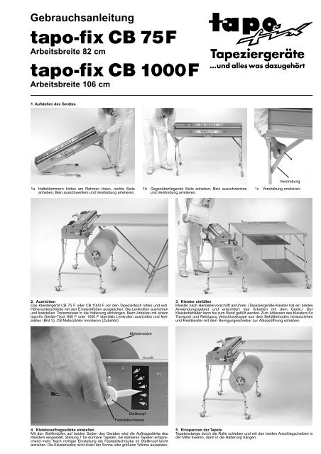 Gebrauchsanleitung tapo-fix CB 75F Arbeitsbreite 82 cm tapo-fix CB ...