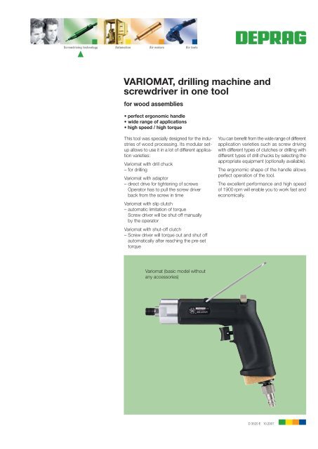 VARIOMAT, drilling machine and screwdriver in one tool - deprag
