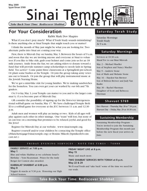 BuLLETIN - Sinai Temple