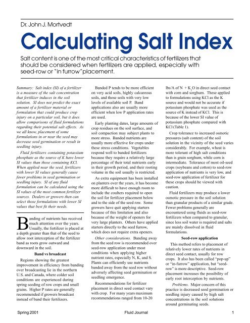 Calculating Salt Index - Fluid Fertilizer Foundation