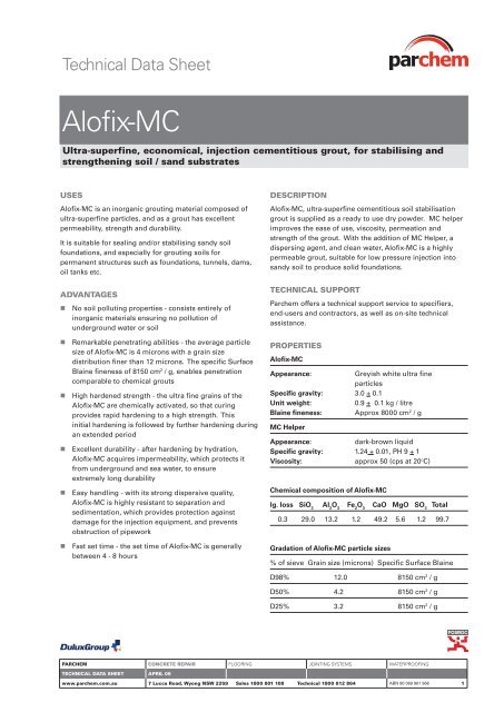 Alofix MC TDS - Parchem
