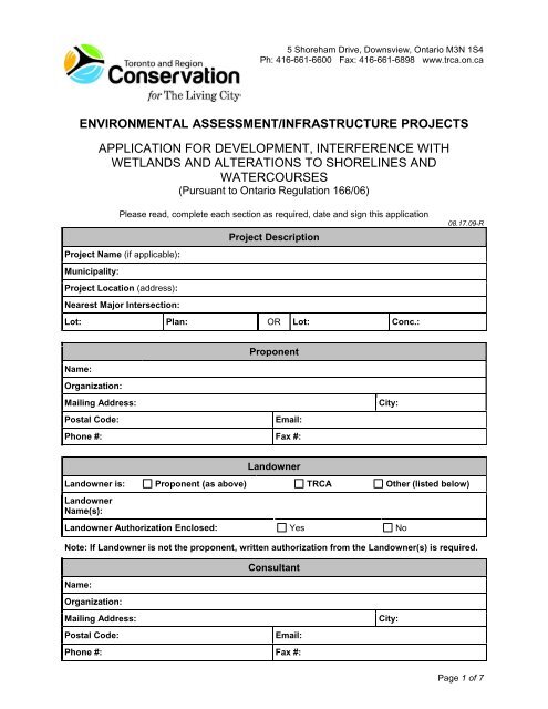 Infrastructure Permit Application form - Toronto and Region ...
