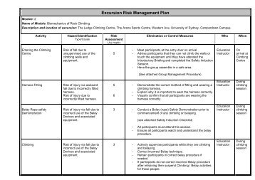 GENERIC RISK ASSESSMENT: