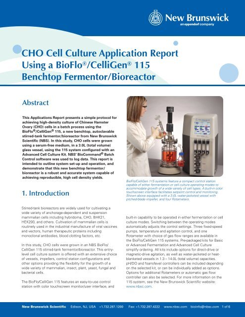 CHO Cell Culture Application Report Using a BioFlo ... - Labo Baza