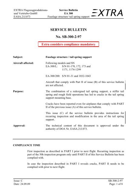 SERVICE BULLETIN No. SB-300-2-97 - Extra Aircraft