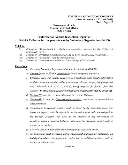 Proforma for Annual Inspection Report of District Collector for the ...