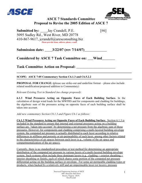 ASCE 7 section 6.1.3 and 6.4.3 Wind Pressure Effects on Cladding