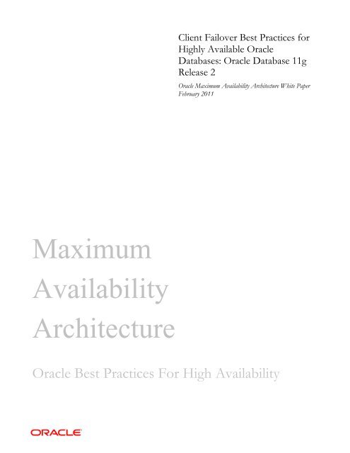 Client Failover Best Practices For Data Guard 11g Oracle